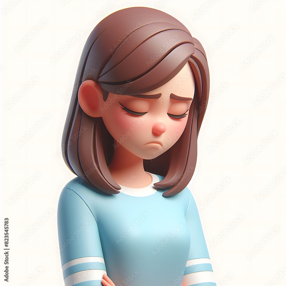 Sad upset disappointed depressed cartoon character girl young woman ...