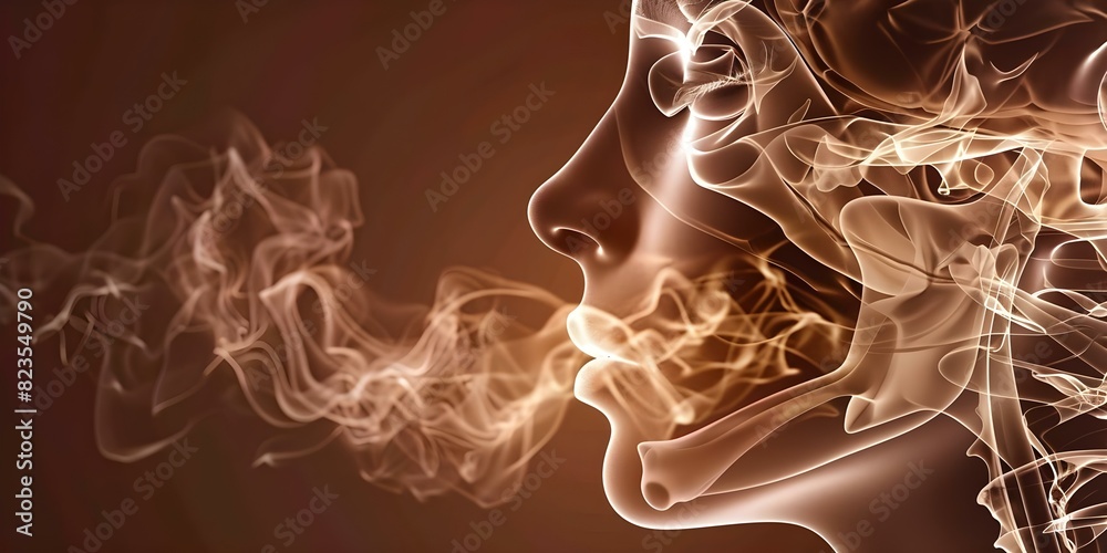 Anatomical illustration showing persons allergic reaction to allergens ...