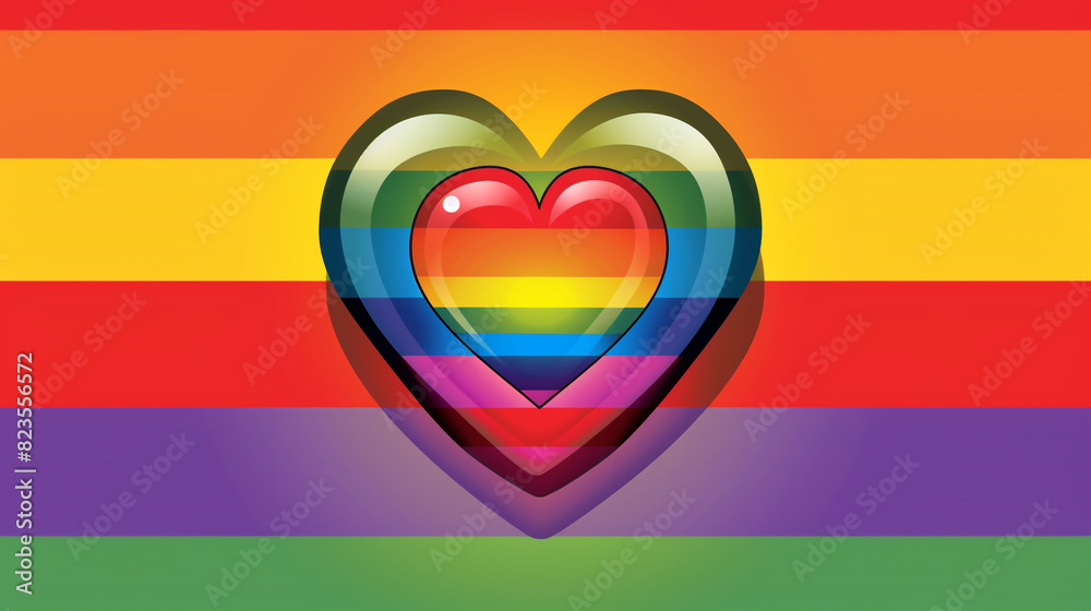 Gradient illustration of Pride flag colors with a rainbow heart, ideal ...