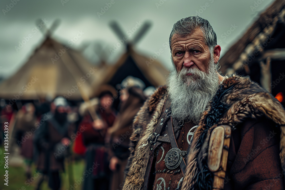Viking Village Life Depicted with Traditional Clothing and Structures ...