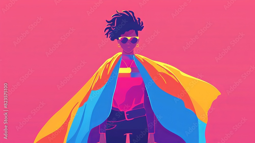 An illustration of a 2D flat style character representing bisexual ...