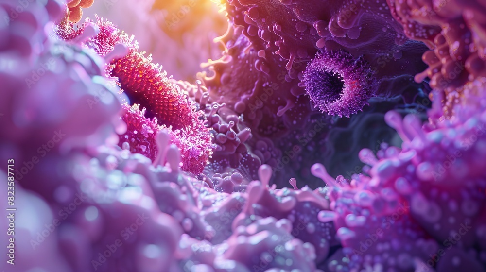 High-angle view, CG 3D visualization of AI scanning intestines to ...