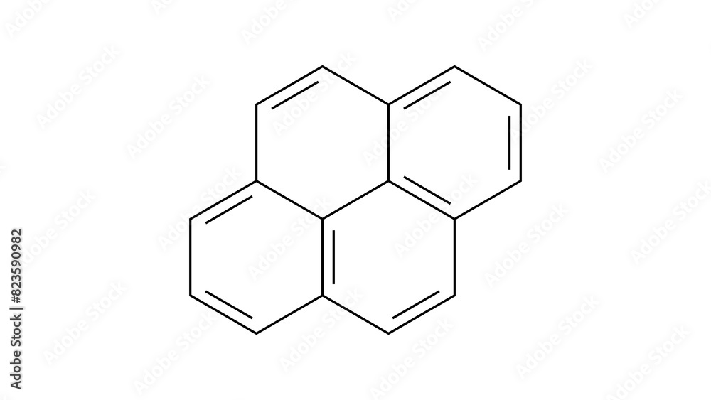 Pyrene Molecule Structural Chemical Formula Ball And Stick Model Isolated Image Polycyclic