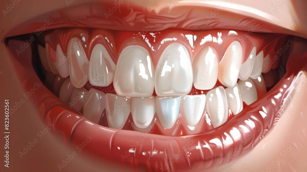 Hyperrealistic digital illustration of a persons smile showcasing a ...