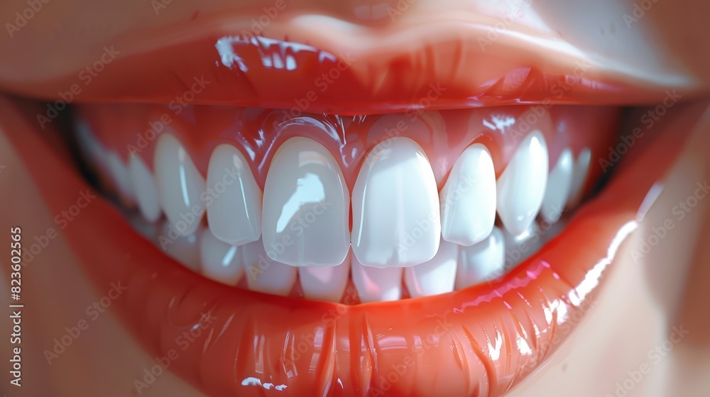 Hyperrealistic digital illustration of a persons smile showcasing a ...