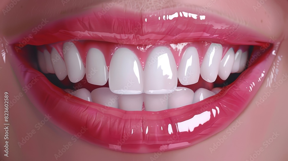 Hyperrealistic digital illustration of a persons smile showcasing a ...