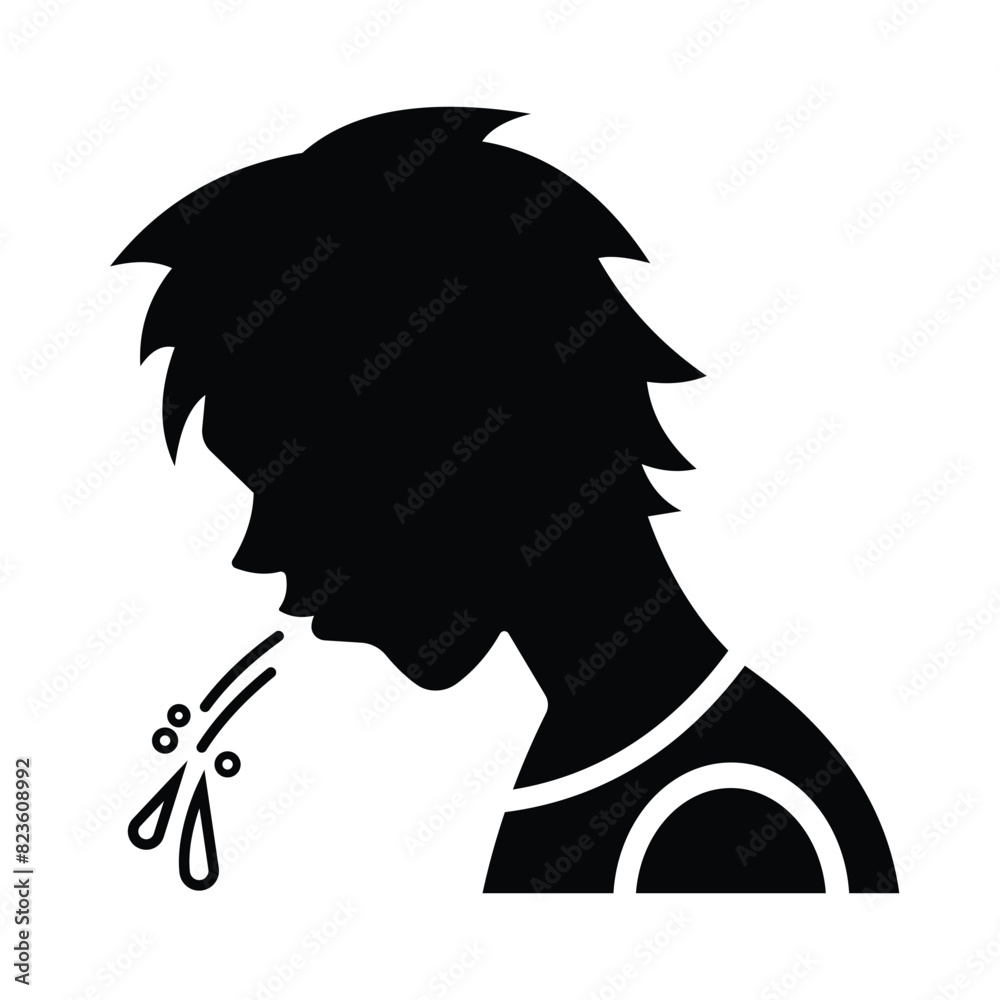 Man silhouette spitting saliva icon sign illustration shadow isolated ...