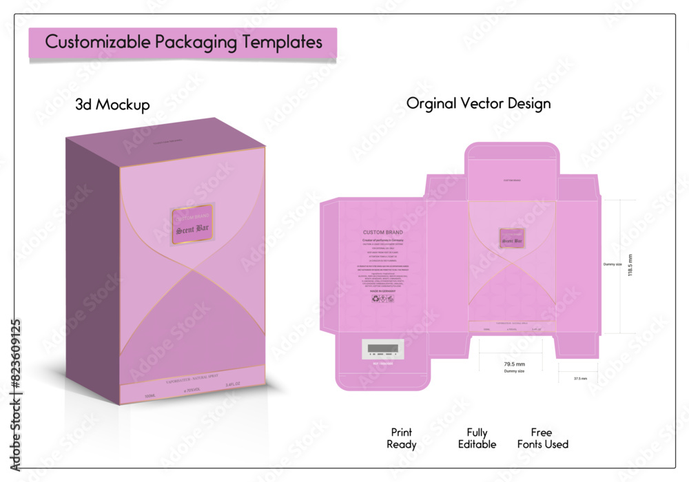 Box Design templates, Box packaging die cut template design. 3d mock-up ...