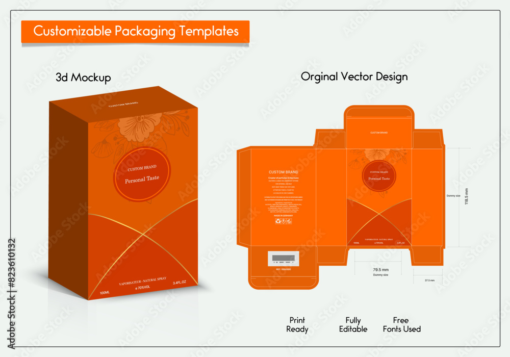 Box Design templates, Box packaging die cut template design. 3d mock-up ...
