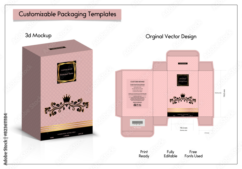 Box Design templates, Box packaging die cut template design. 3d mock-up ...