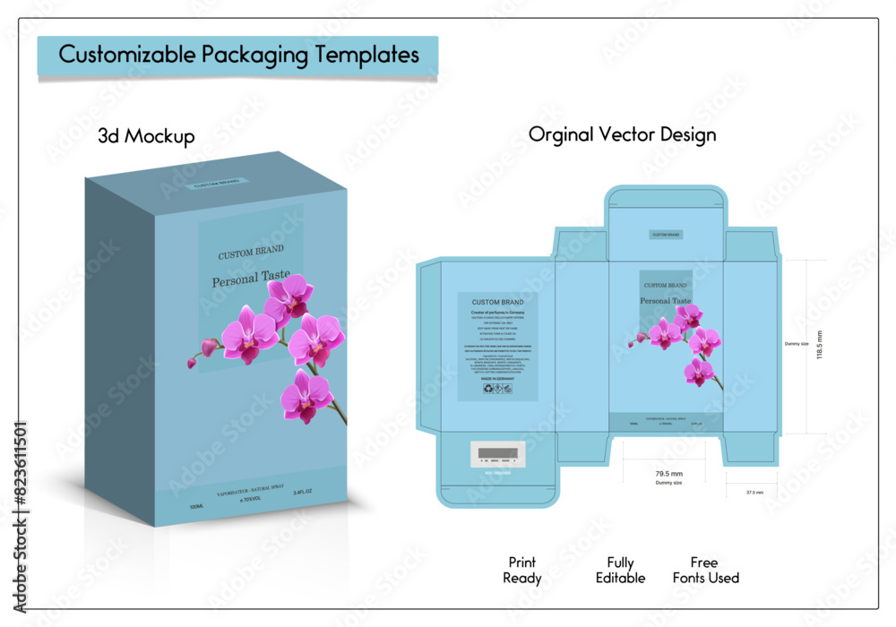 Box Design templates, Box packaging die cut template design. 3d mock-up ...