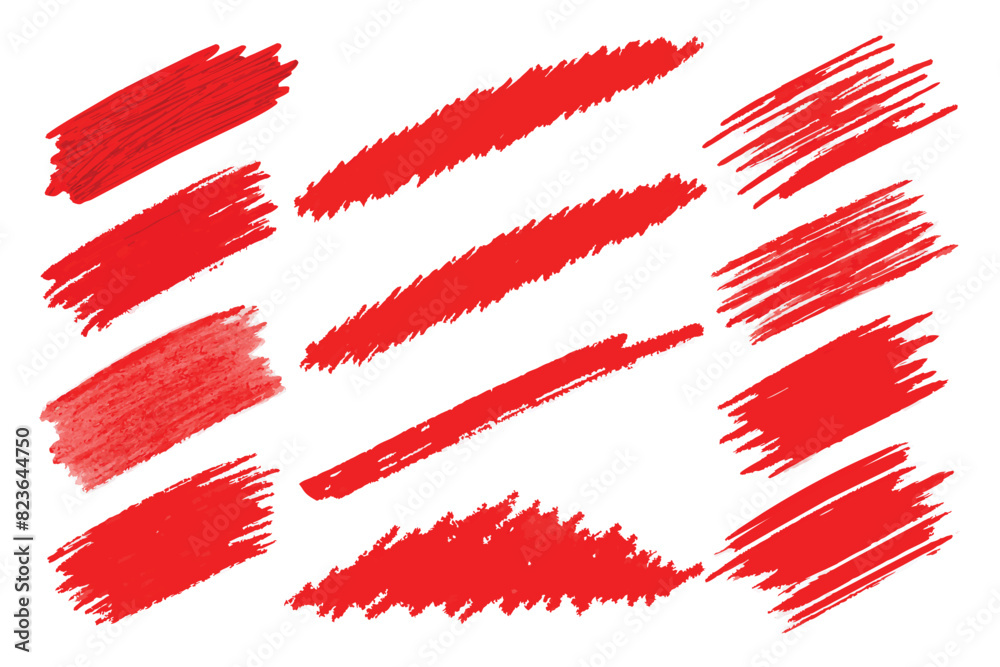 Crayon brush stroke red underline. Chalk pen highlight stroke. Vector ...