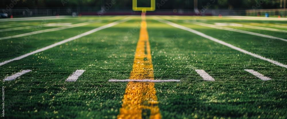 High School Football Field With Yard Lines With Copy Space, Football ...