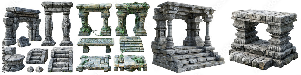 ภาพประกอบสต็อก Stone altar - various stone altars - various models from ...