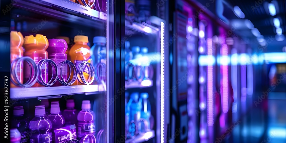 Vending machine mockup showcasing new graphic design labels to promote ...