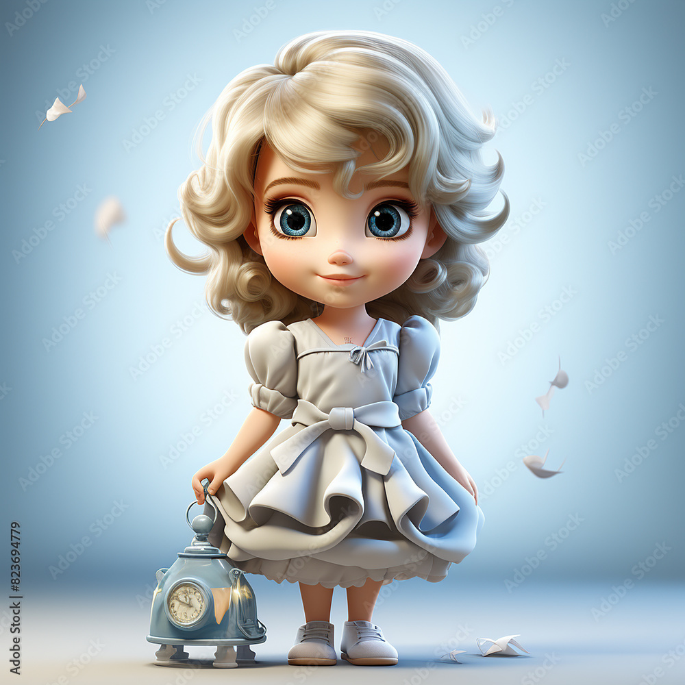 3D model of animated girl in cartoon style illustration using ...