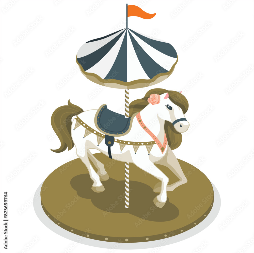 3d Carousel Horse, Merry go round horse, French carousel, Retro ...