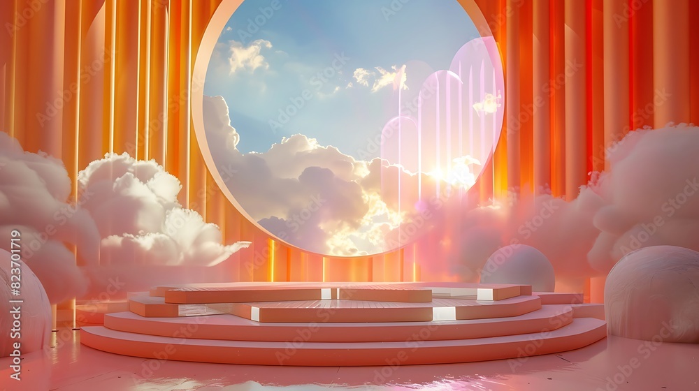Vibrant 3D Stage Set Design with Rounded Elements - Aesthetic, Award ...