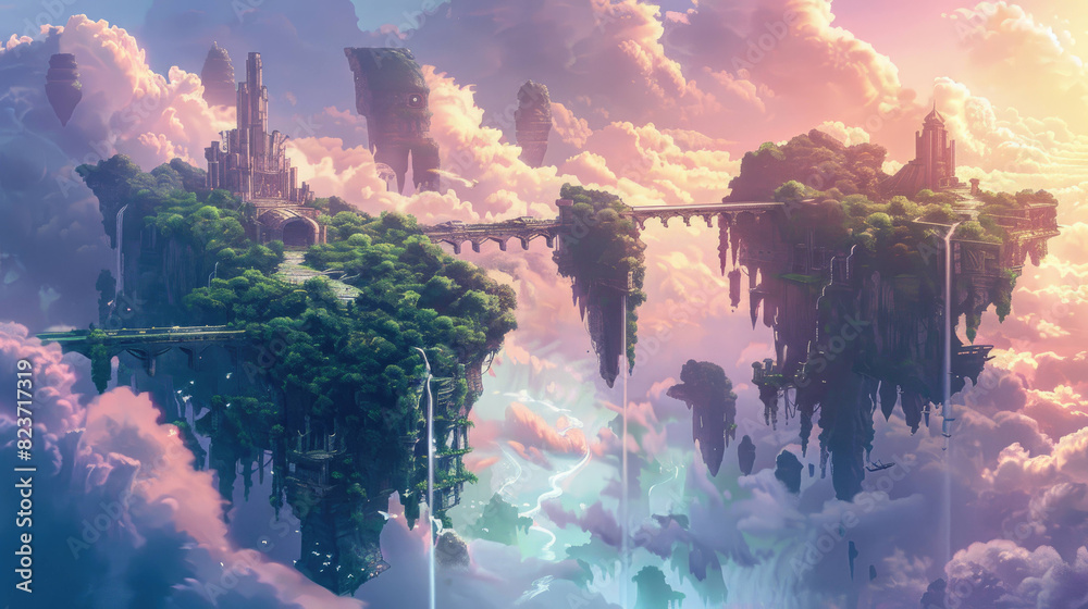 Mystical, Floating Islands, Several floating islands of varying sizes ...