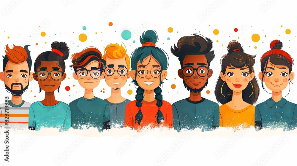People avatars set. Young men and women with thinking face expressions ...