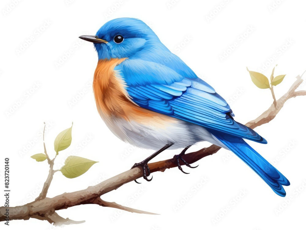 Bluebird bird isolated on white background Stock Illustration | Adobe Stock