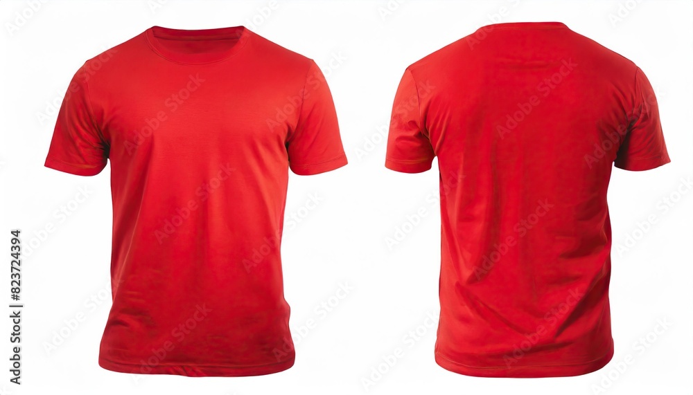 Red t shirt front and back view, isolated on white background. Ready ...