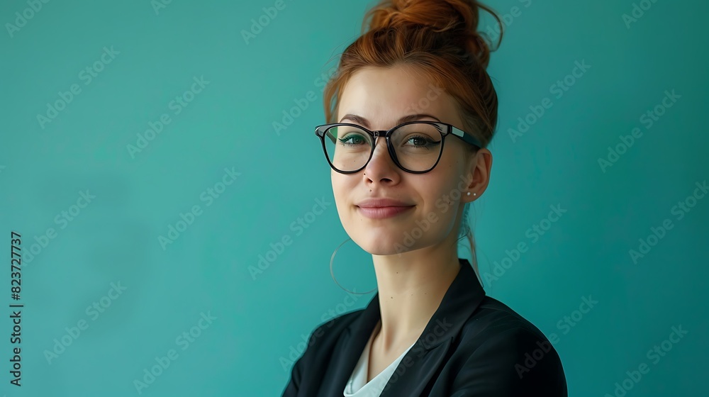 Portrait of a cheerful business professional in a sleek environment ...