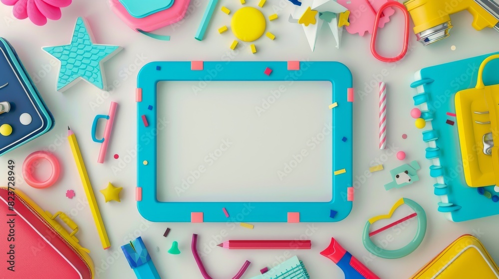 Colorful back-to-school pop art illustration with school supplies ...