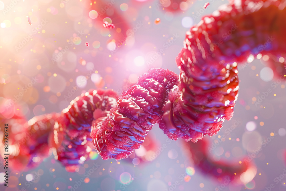 Close-up view of a color image showing the inflammation in the colon ...