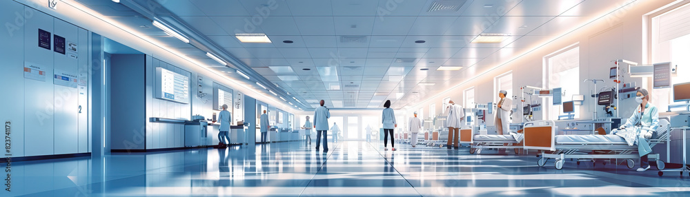 Hospital Floor: Featuring clean, sterile surfaces, with medical ...