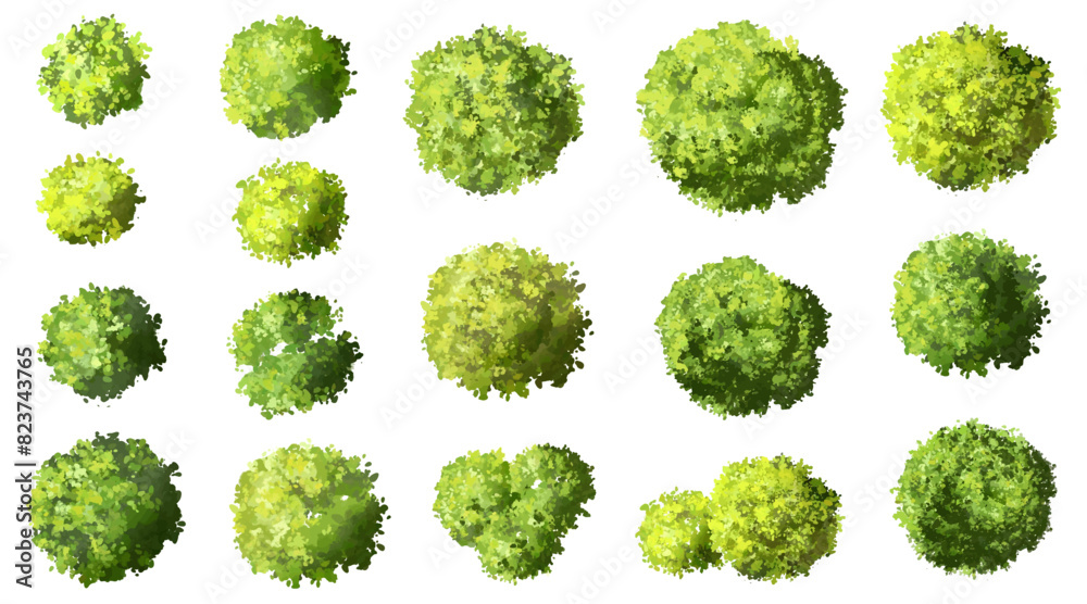 Vertor set of green tree,plants side view for landscape elevations ...