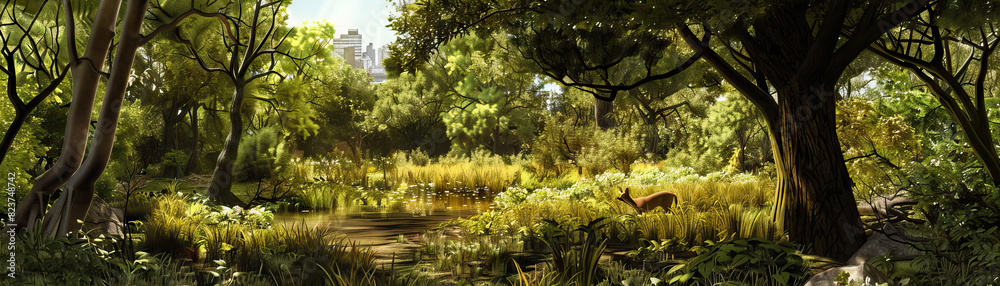 Urban Wildlife Sanctuaries: Close-up of urban parks, wildlife habitats ...