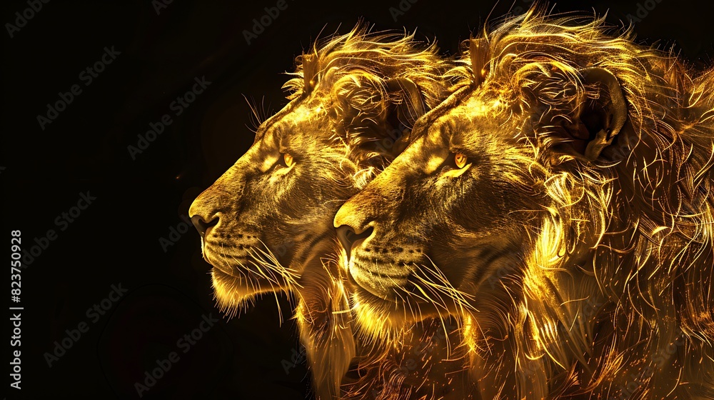 gold, king, head, illustration, animal, black, nature, lion, tattoo ...