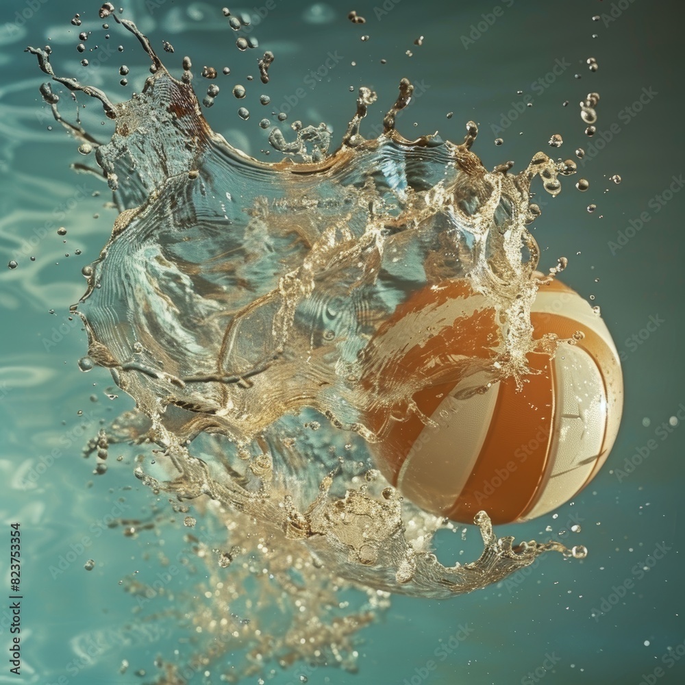 Dynamic Volleyball Splash with Ripples - Creative Sports Advertisement ...
