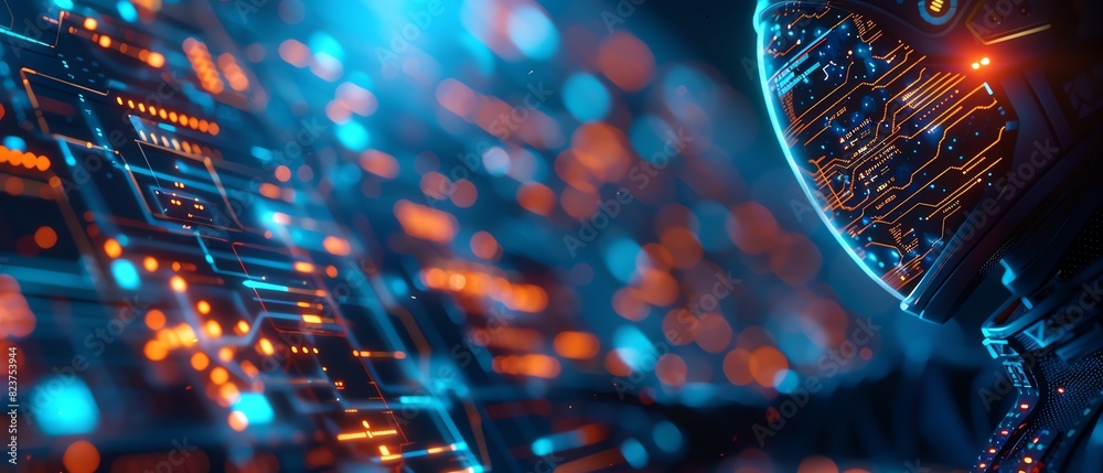 Futuristic AI technology concept with a digital interface and a robotic ...