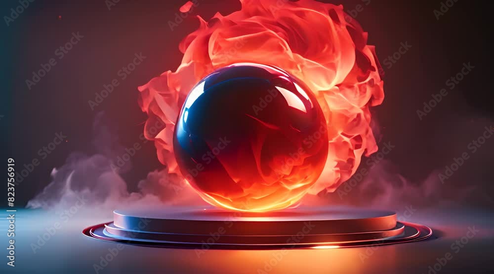 Fiery and Icy Fusion of Blue and Red Smoke Engulfing a Sphere ...