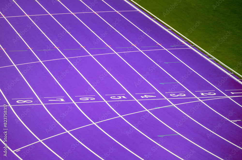 Purple Finish Line at Summer Athletics Stadium in Paris 2024. Paris ...