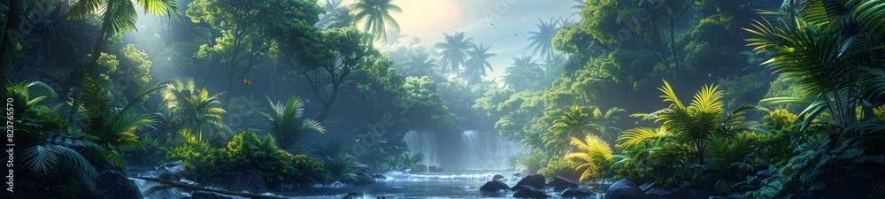 Background Tropical. Amidst the dense foliage, the rainforest pulses ...