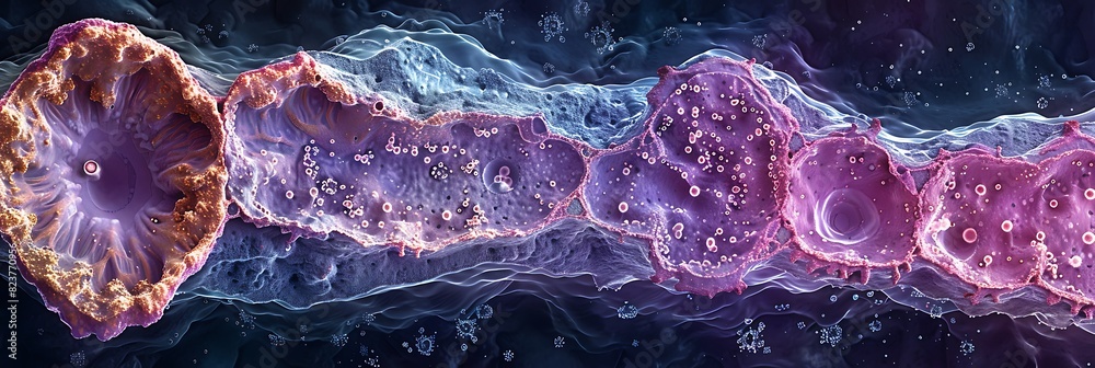Histology of kidney tissue showing nephrons glomeruli under the ...