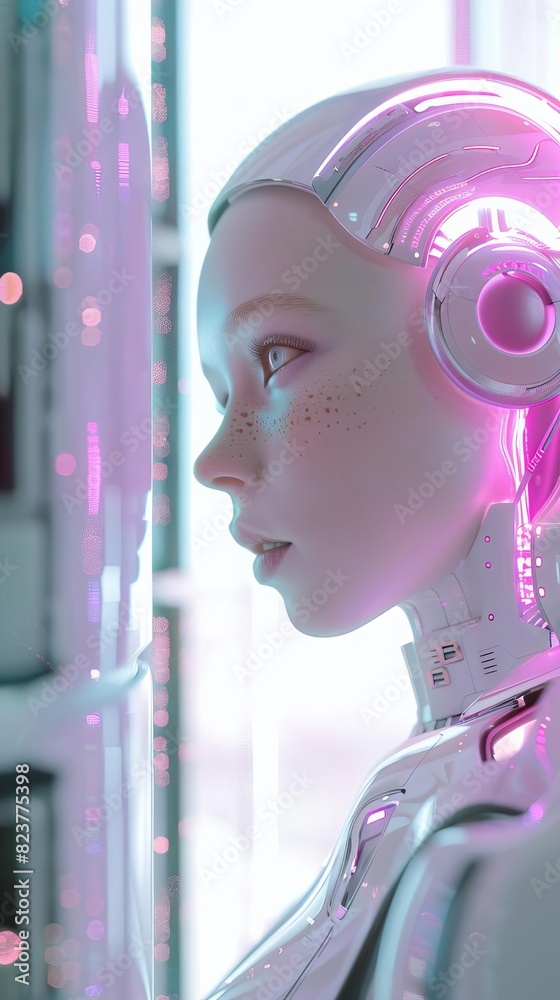 An AI assistant with a human face stares longingly out the window ...