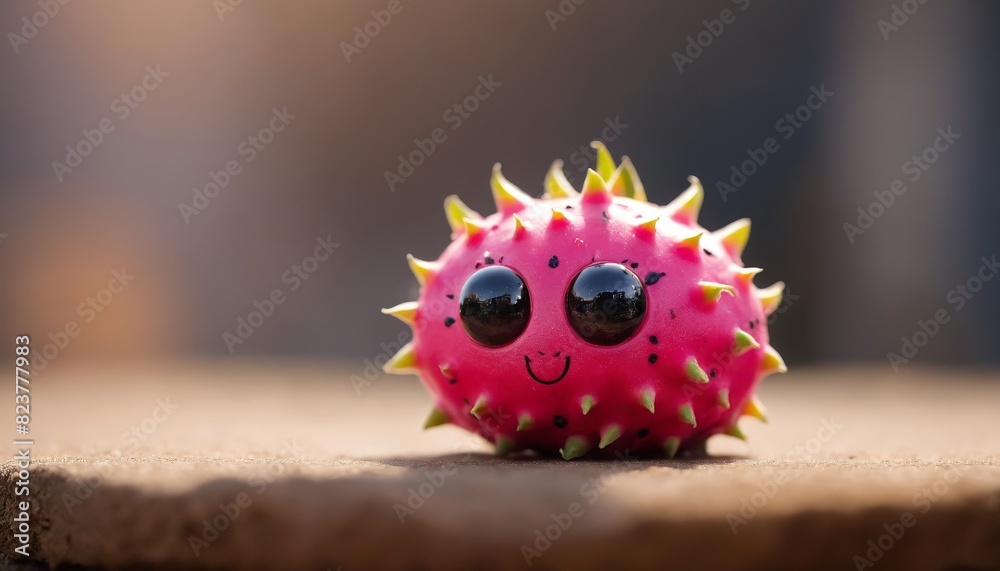 Smiling animated dragonfruit with big eyes, resting on the ground Stock ...