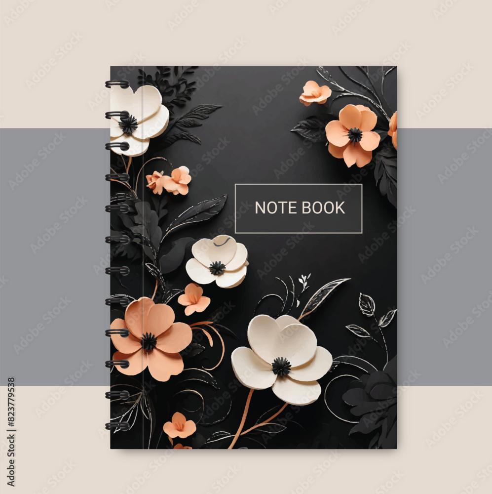 premium vector notebook cover design with free EPS mock-up book cover ...
