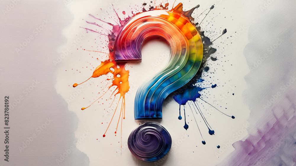 Rainbow Watercolor Painting, question mark, background texture, graphic ...
