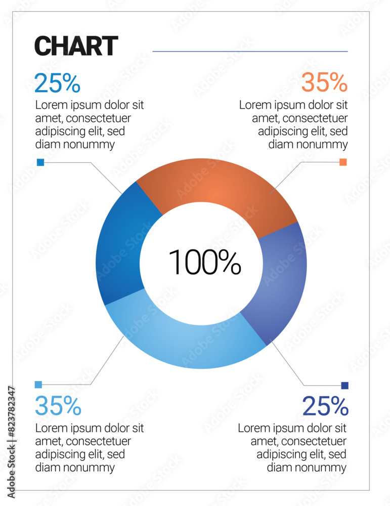 illustrator vector graphic of a donut chart, infographic, data, data ...