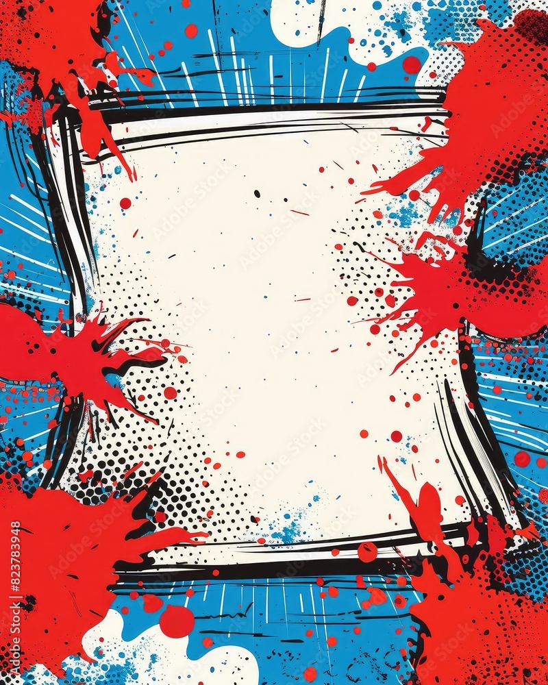 Red and blue comic book background with halftone and speech bubbles ...