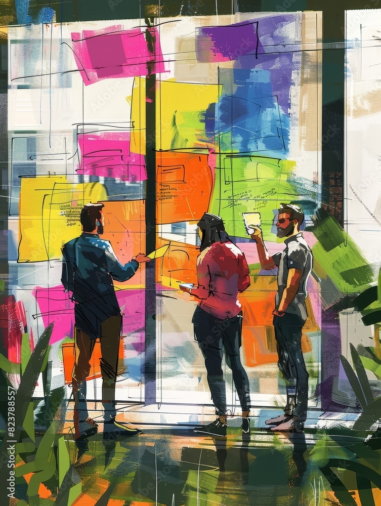 Vibrant Teamwork and Idea in Colorful,Open-Plan Office Environment ...