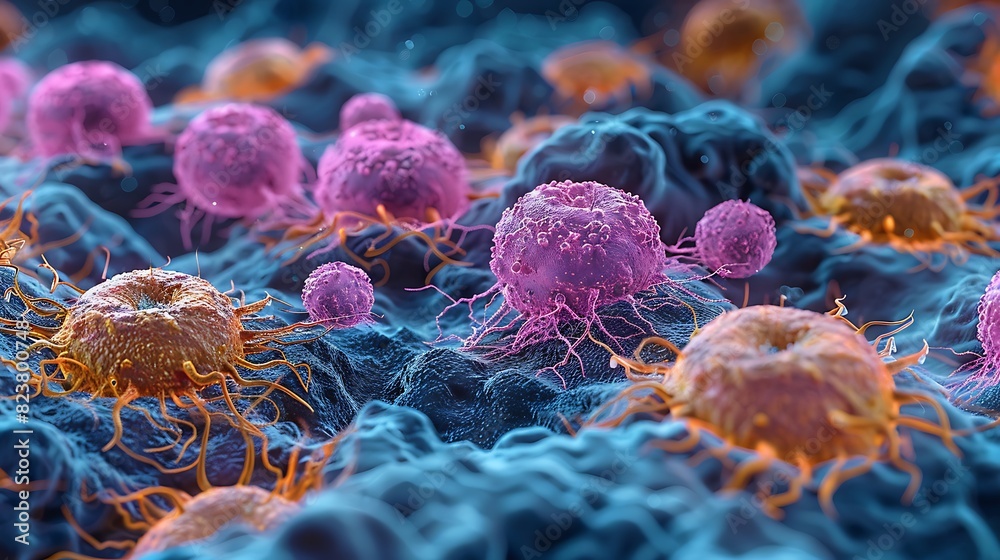 Pathology illustration of cancer cells showing differences between ...
