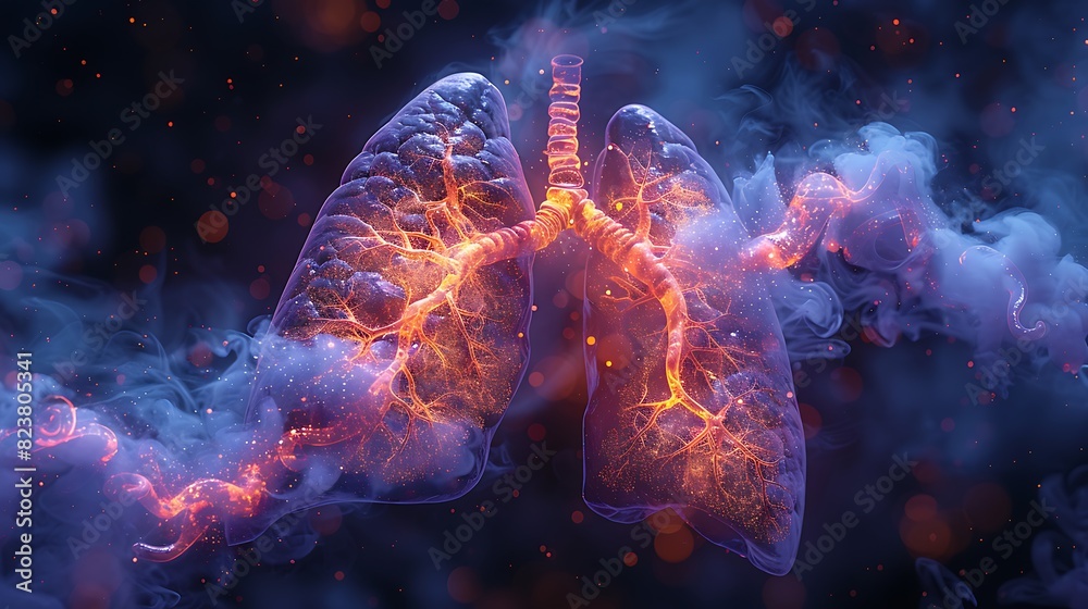 Pulmonology illustration of chronic obstructive pulmonary disease COPD ...