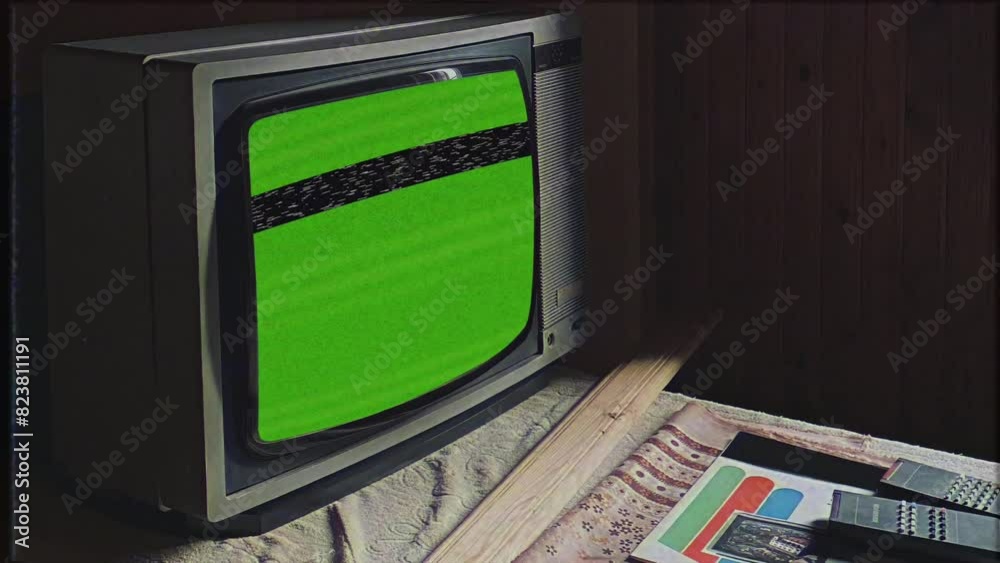 Video Stock Old TV Green Screen Vintage VHS Effect Retro Television ...