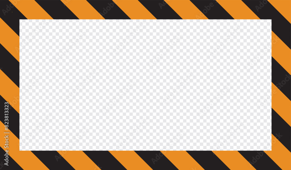 Yellow and black caution tape square frame, warning sign border ...